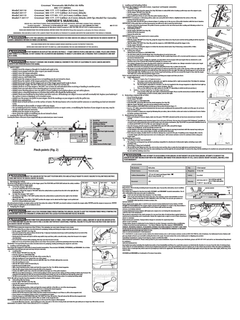 Crosman MK 177 Tactical Pneumatic Air Rifle Owners Manual | PDF | Gun ...