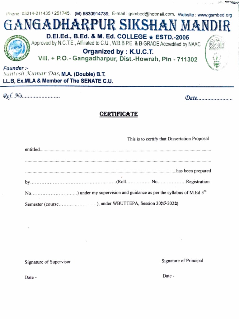 Certificate of Dissertation Proposal | PDF