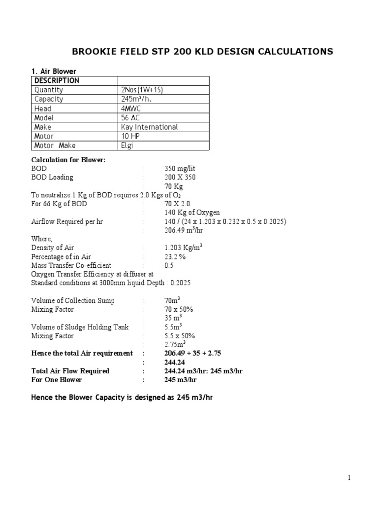 Brookfield Blower, Filter Calculation | PDF | Pressure | Atmosphere
