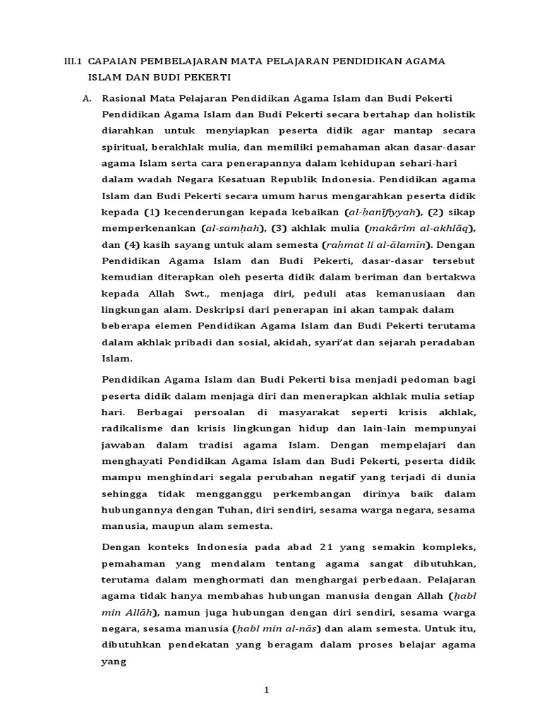 Capaian Pembelajaran PABP Fase E | PDF | Karier & Perkembangan | Agama ...