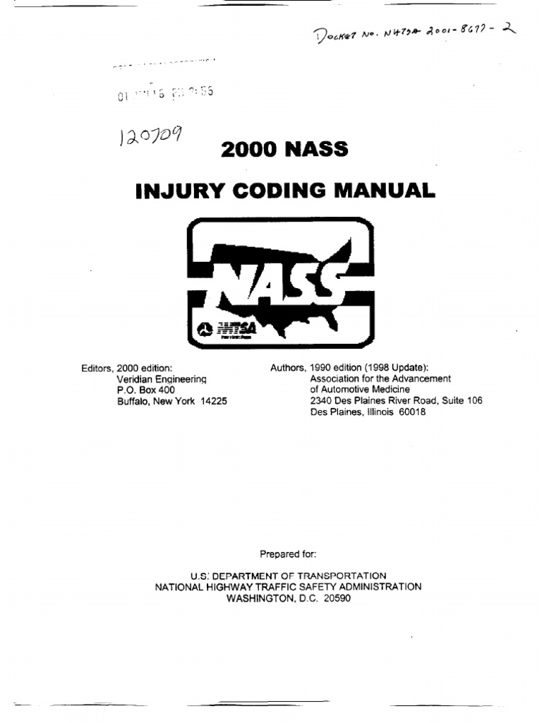 2000 NASS Injury Coding Manual (From Docket) | PDF | Skull | Major Trauma