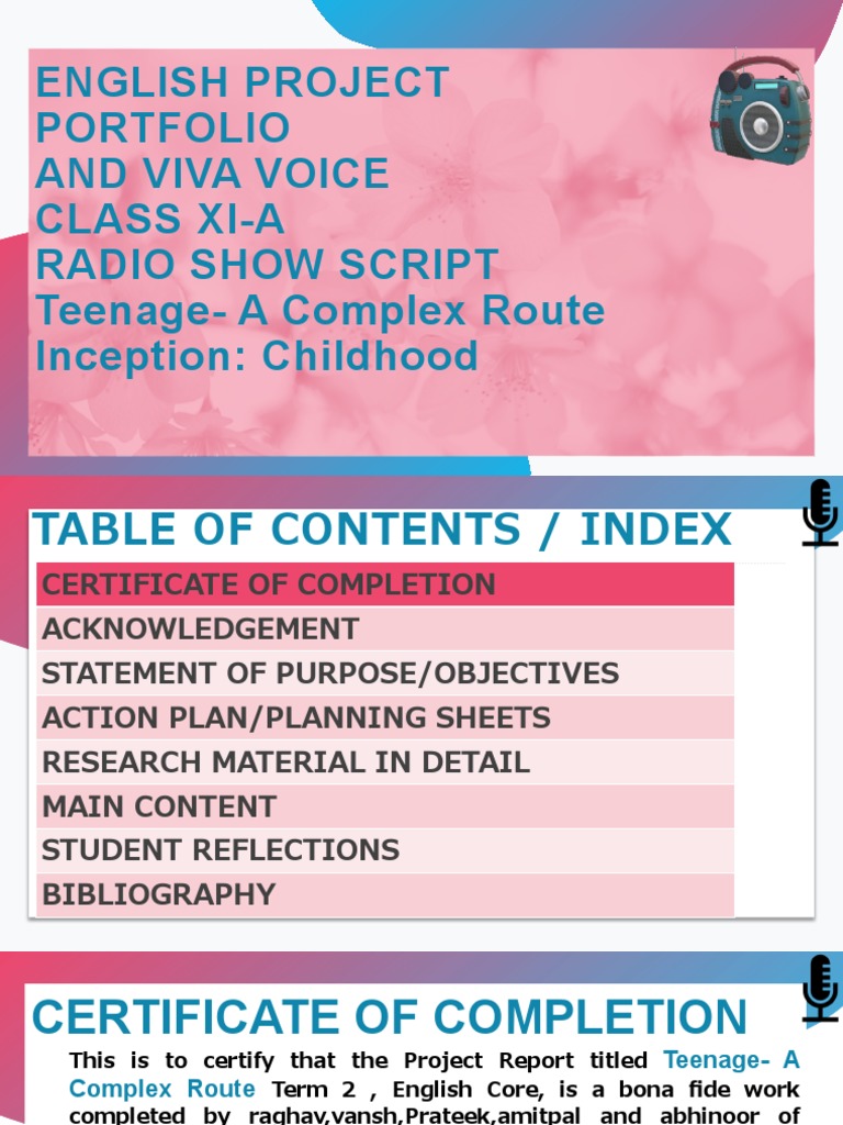 English Project Portfolio and Viva Voice Class Xi-A Radio Show Script ...