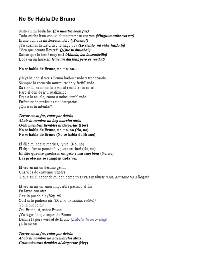 113 - No Se Habla de Bruno Letra | PDF