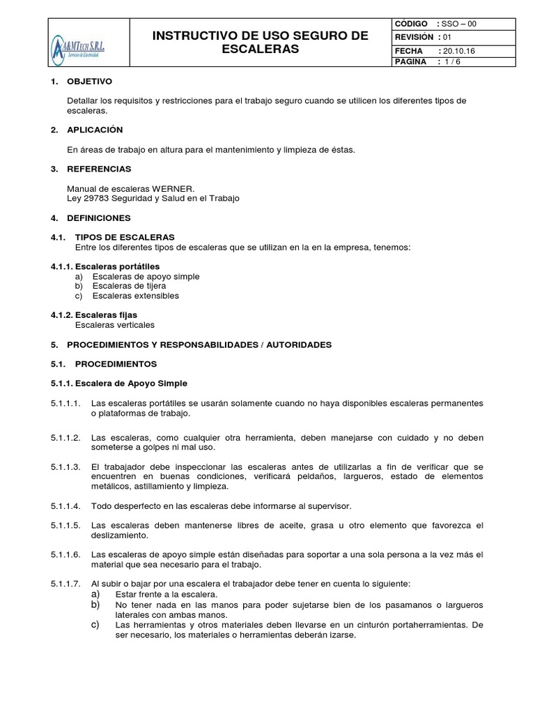 INSTRUCTIVO Uso Seguro de Escaleras | PDF | Escalera
