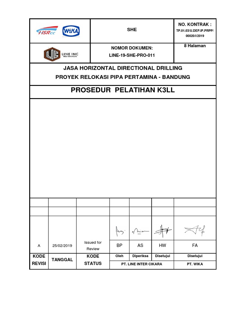 Pro-011 Prosedur Pelatihan K3LL | PDF | Teknologi & Rekayasa