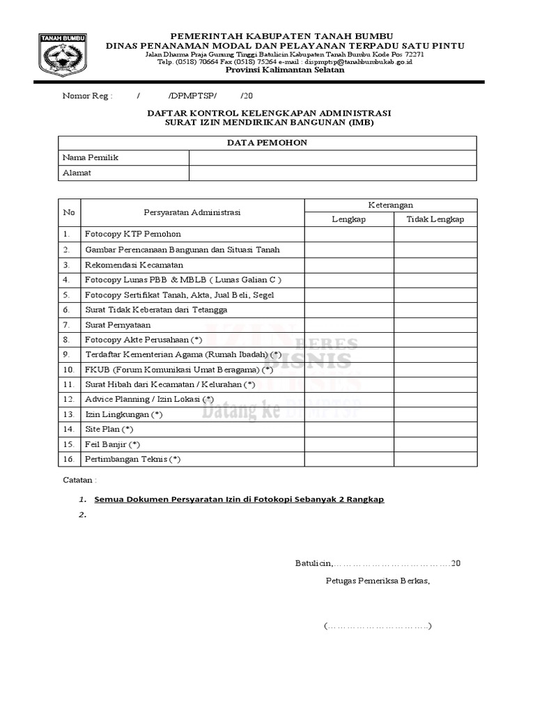 Blanko Izin Imb - 1 | PDF