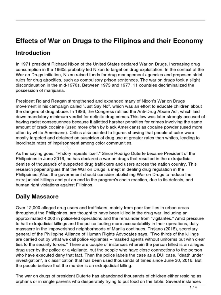 Impact of Duterte's War on Drugs in the Philippines | PDF | War On ...