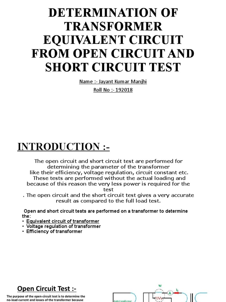 Determination of Transformer Equivalent Circuit From Open Circuit | PDF ...