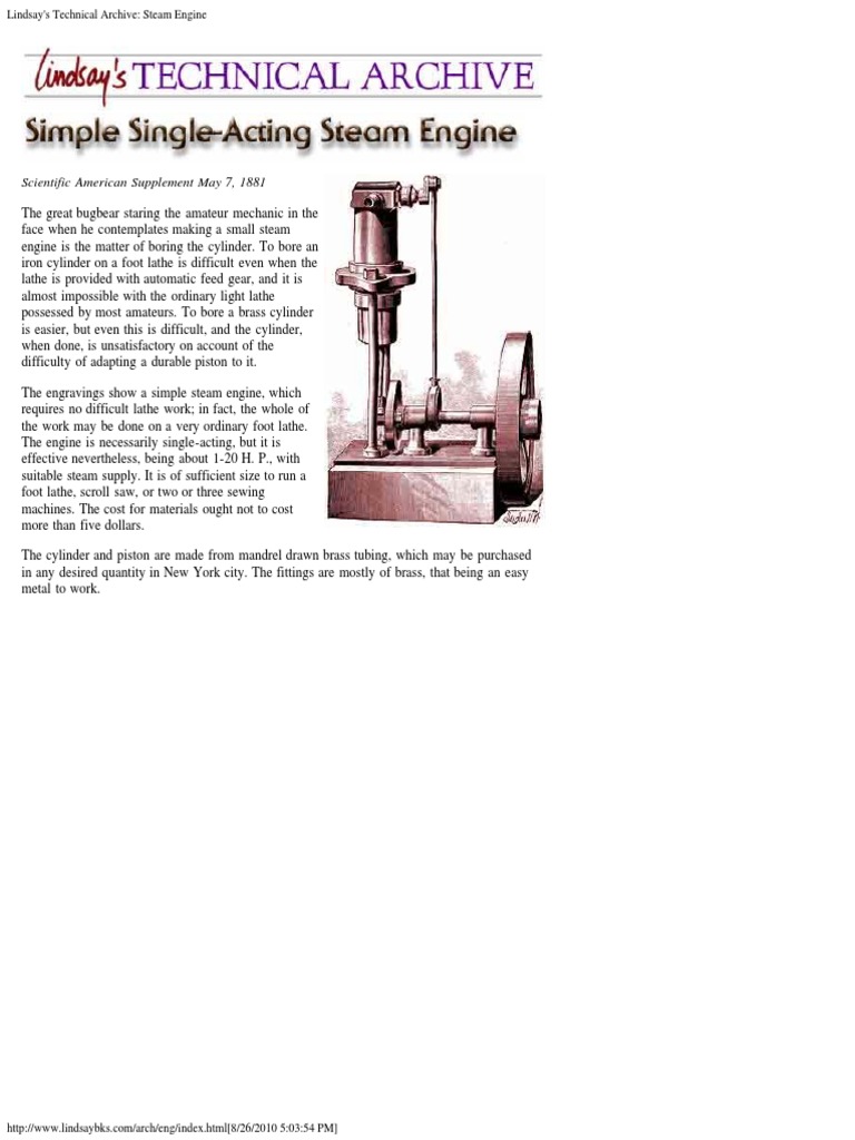 Simple Steam Engine Plans | PDF | Piston | Steam Engine