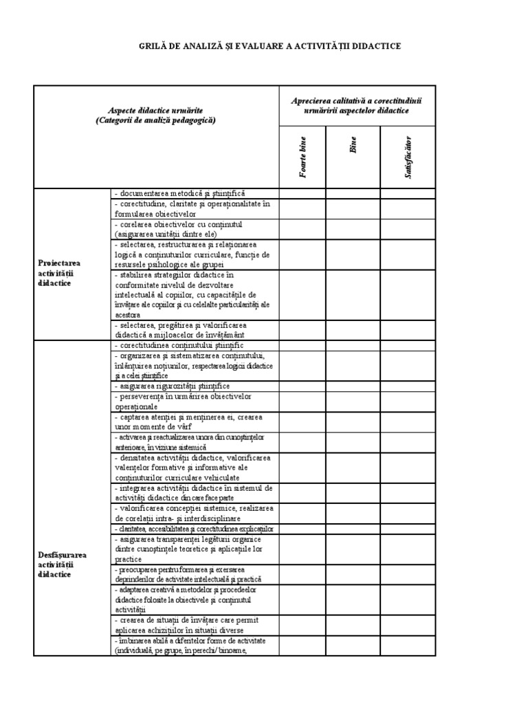 Grila de Analiza | PDF