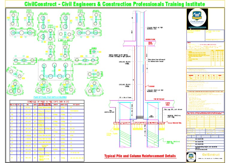 Pile and Column Reinforcement Details | PDF | Beam (Structure) | Deep ...