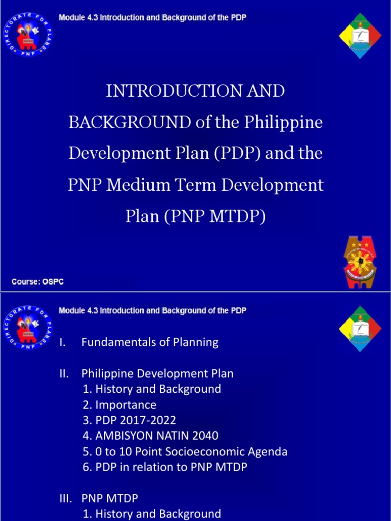 Introduction and BACKGROUND of The Philippine Development Plan (PDP ...