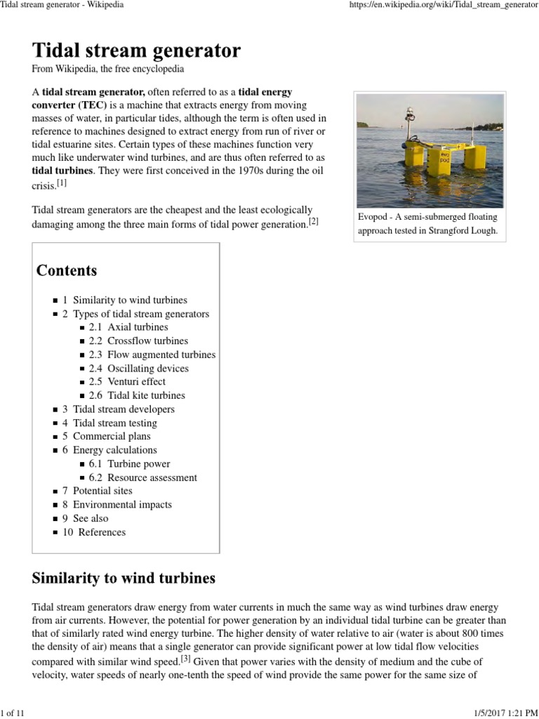 Tidal Stream Generator-2017 | PDF | Nature | Renewable Energy