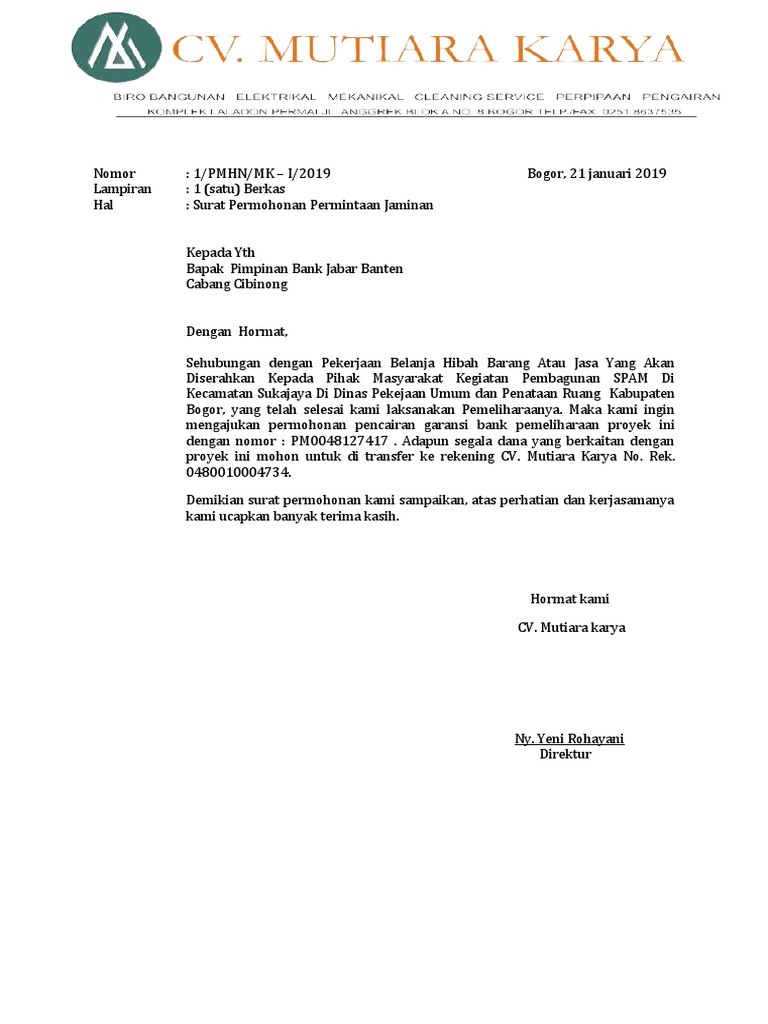 PERMOHONAN PENCAIRAN JAMINAN BANK | PDF