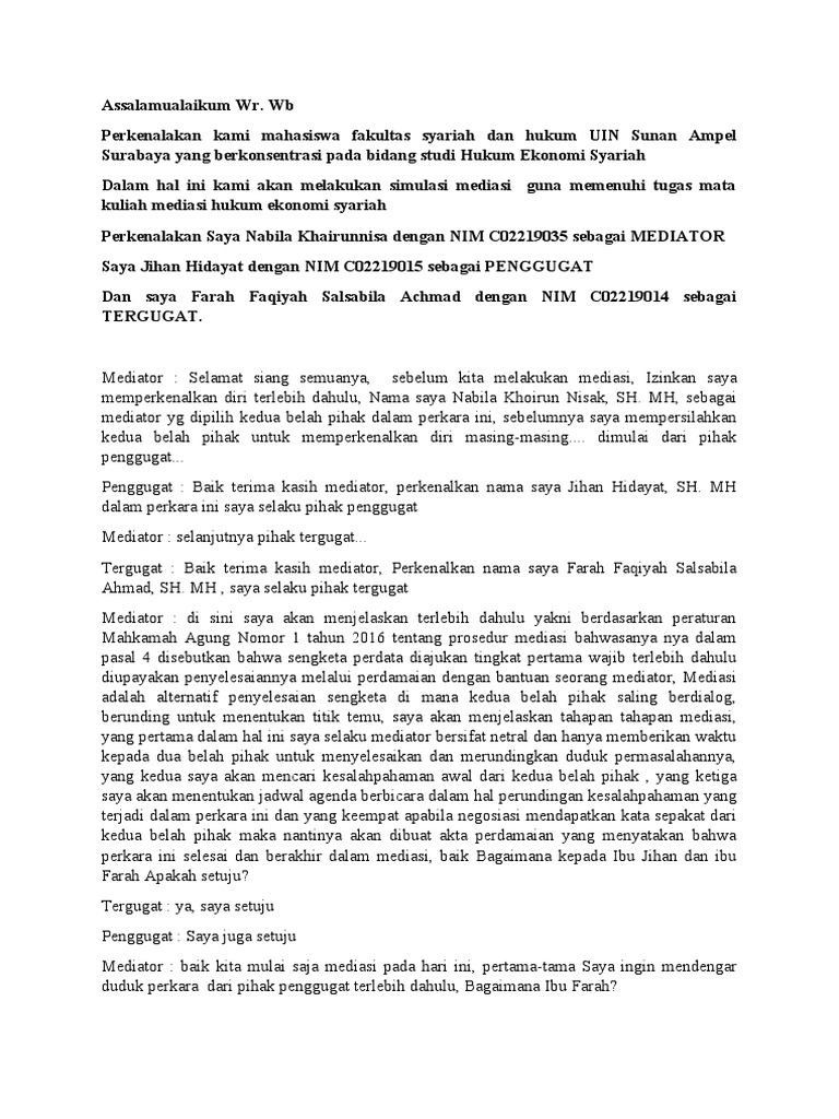 Dialog Mediasi | PDF | Karier & Perkembangan | Pengelolaan Keuangan & Uang