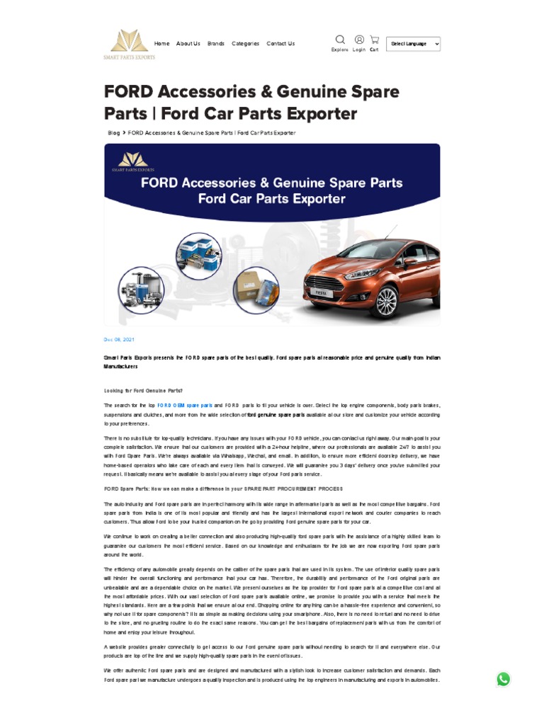 Ford Accessories Genuine Spare Parts Ford Car Parts Exporter | PDF ...