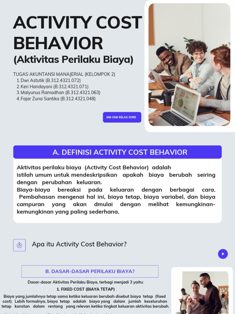 Activity Cost Behavior Kelompok 2 Kelas B Sore | PDF | Teknologi & Rekayasa