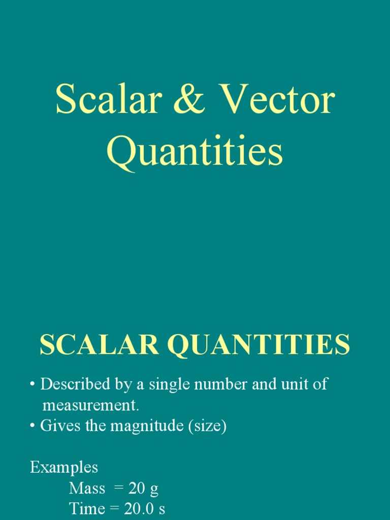 Scalar & Vector Quantities | PDF | Euclidean Vector | Kilogram