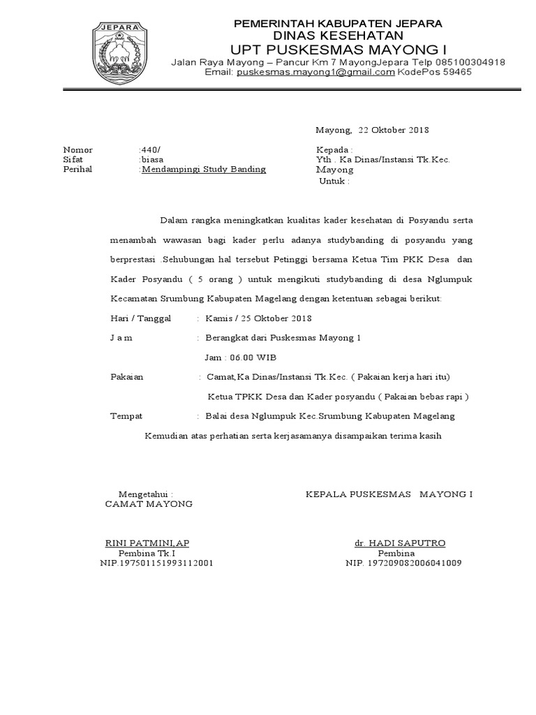 Undangan dan Permohonan Puskesmas Mayong | PDF