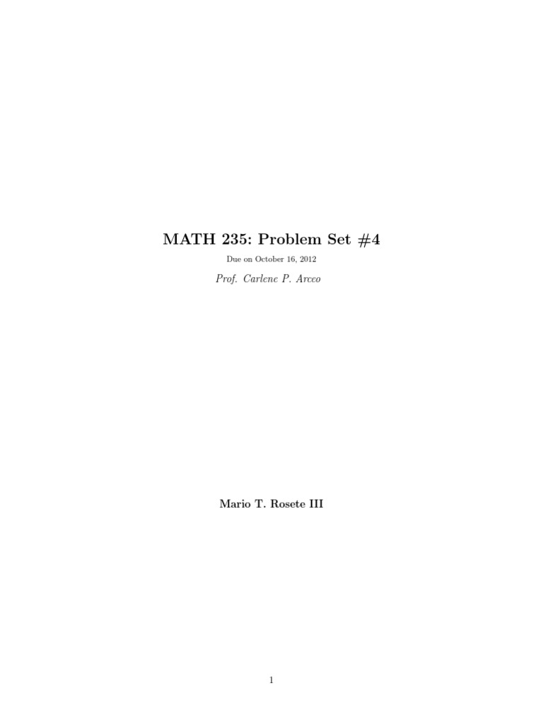 Problem Set #4 - Mathematics in Population Biology | PDF | Exponential Function | Applied ...