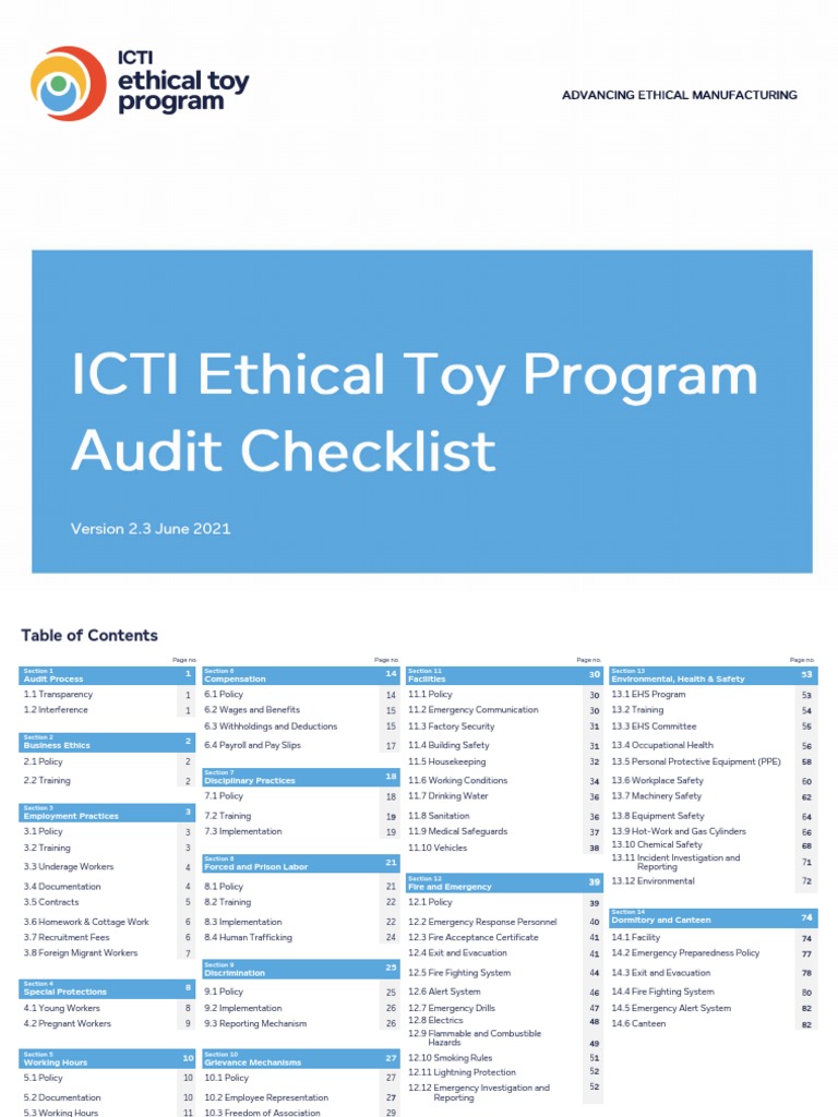 (E) ETP Checklist Version 2021 v2.3 | PDF | Audit | Employment