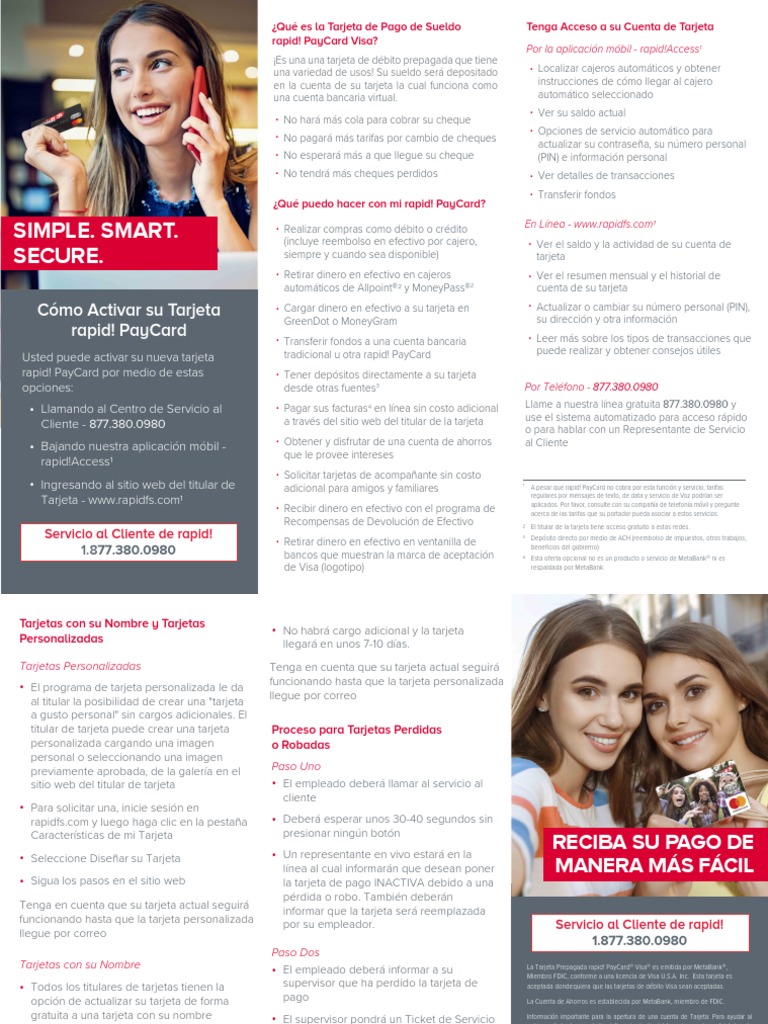 Rapid PayCard Espanol | PDF | Tarjeta de débito | Industrias de servicio