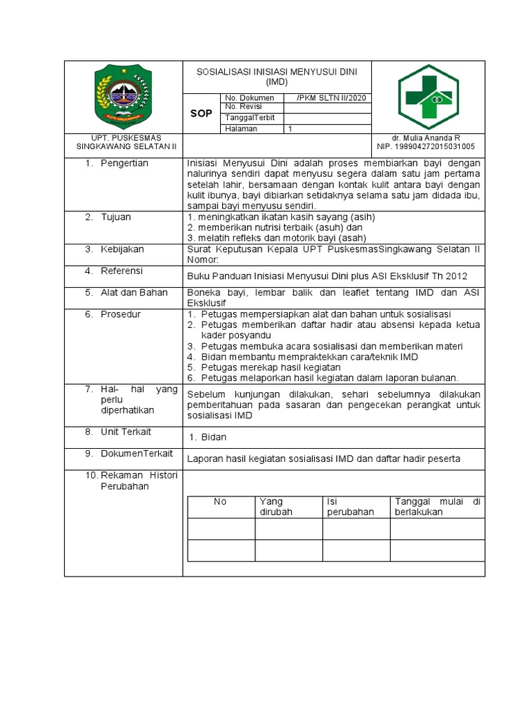 Sop Sosialisasi Imd | PDF