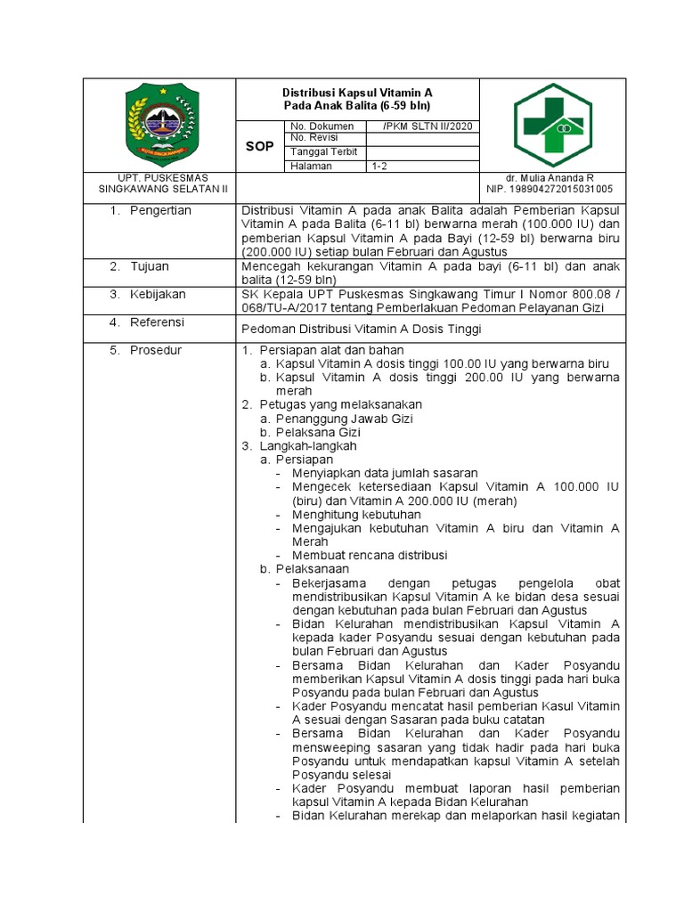 Sop Vit A | PDF | Kesehatan Holistik