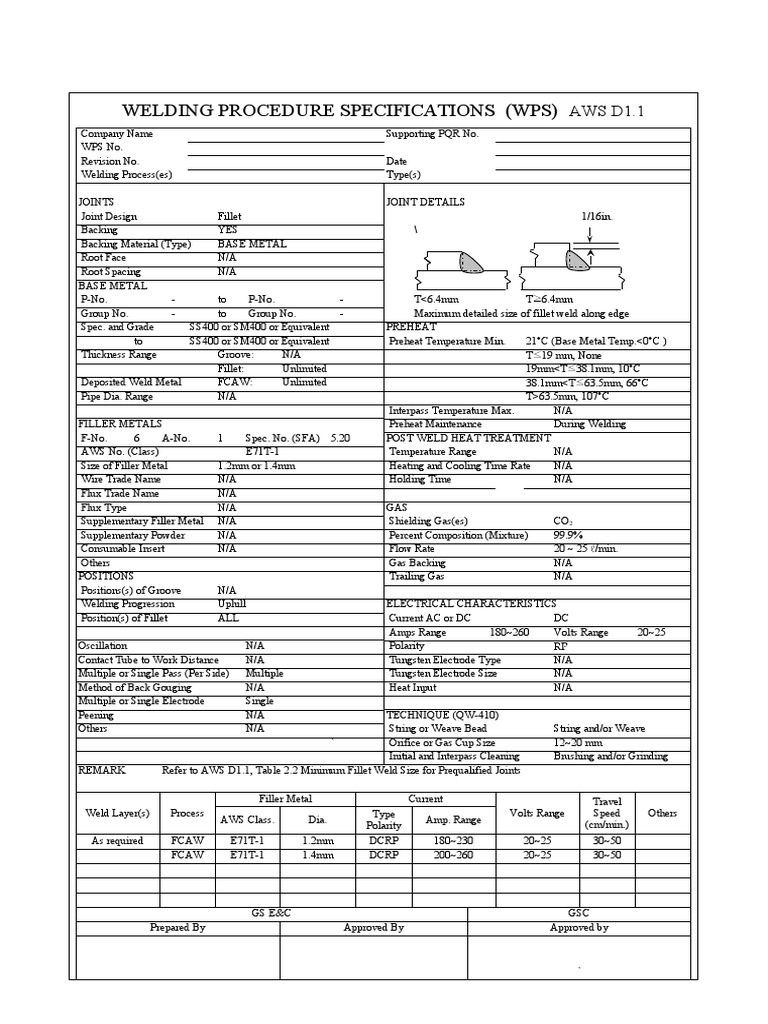 WPS양식 | PDF | Welding | Construction