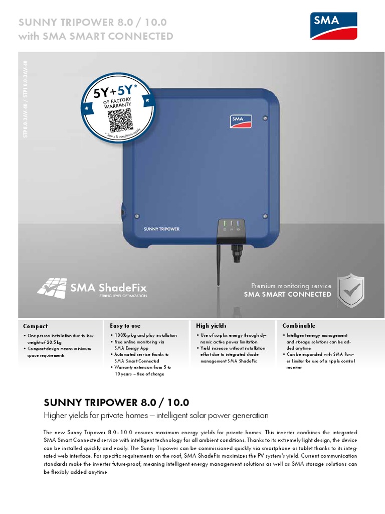 Sunny Tripower 8.0/10.0 Datasheet | PDF | Photovoltaic System | Power ...