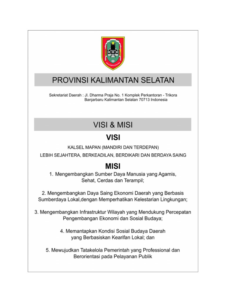 Profil Pemerintah Prov. Kalimantan Selatan | PDF