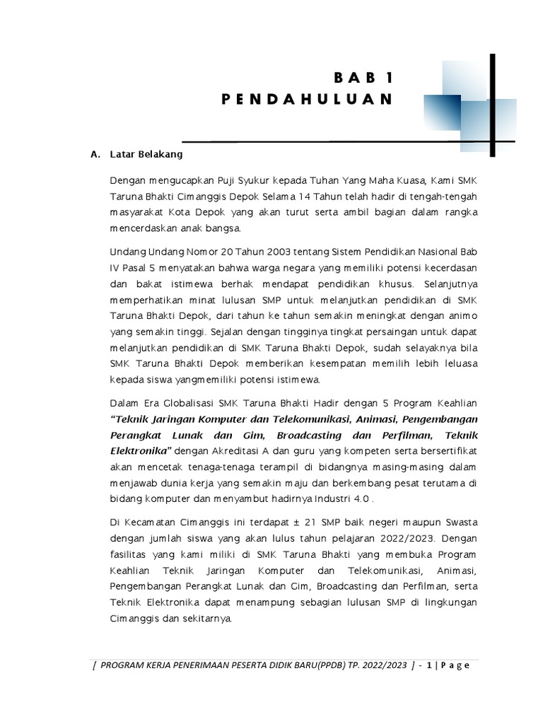 PROKER PPDB RPL 2022-2023 SMK Taruna Bhakti | PDF