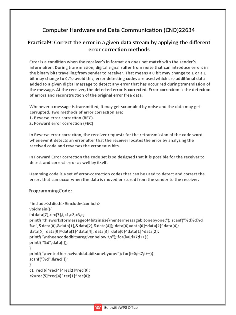 Computer Hardware and Data Communication (CND) 22634 | PDF | Error ...