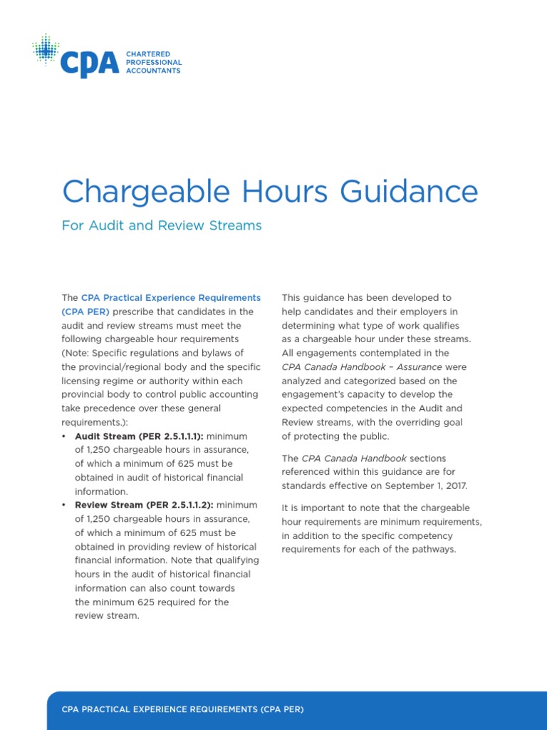 Chargeable Hours Guidance: For Audit and Review Streams | PDF | Audit ...