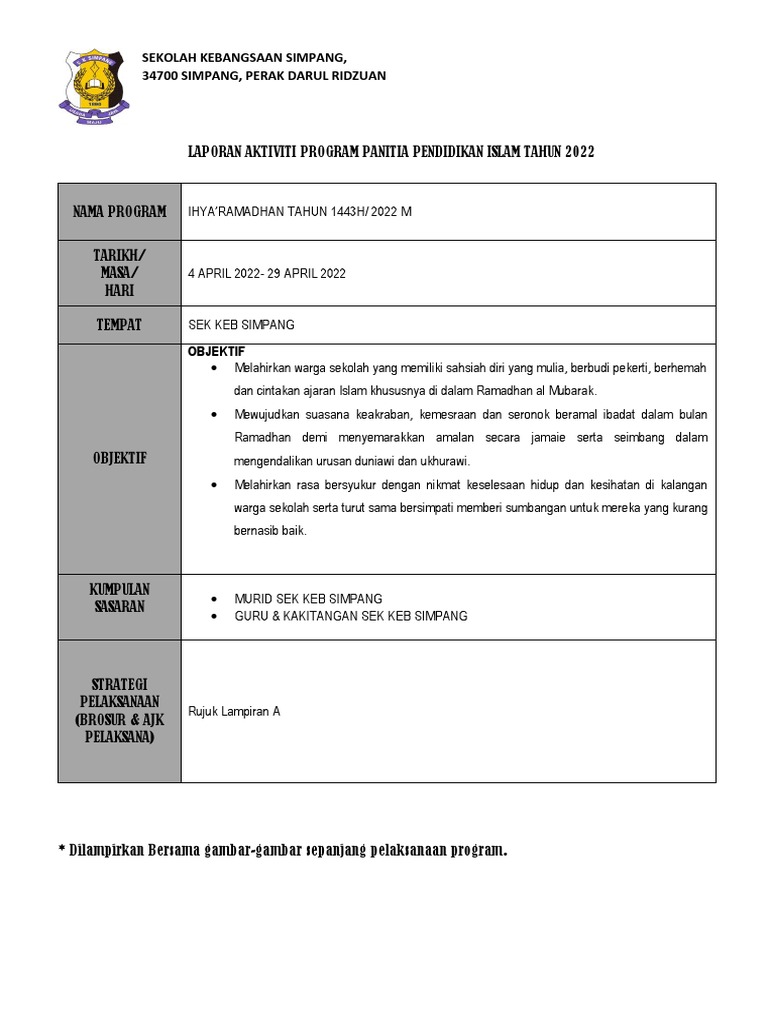 Laporan Program Ihya' Ramadhan | PDF