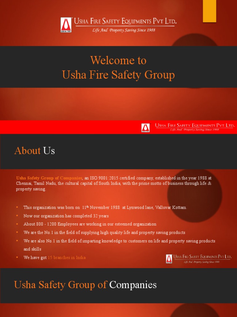 Usha Fire Safety Equipmeents Company Profile | PDF | Business