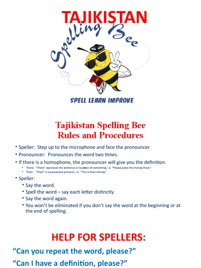 Spelling Bee - Rules | PDF | Spelling | Part Of Speech
