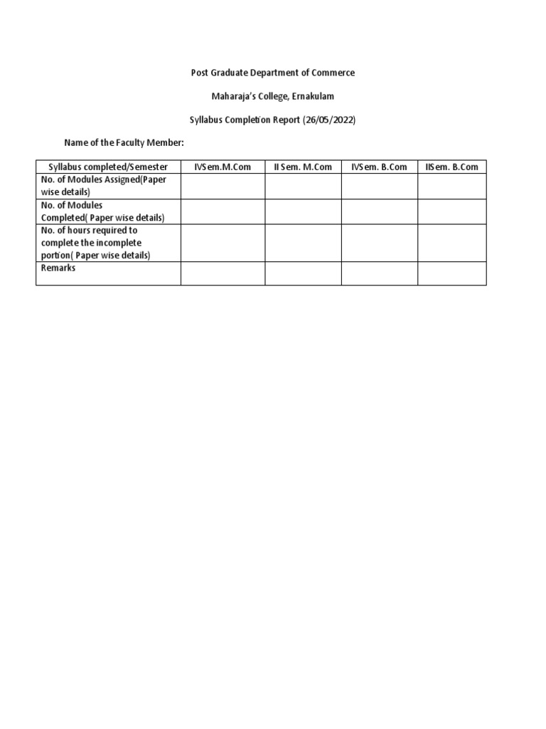 Syllabus Completion Report | PDF | Computers | Technology & Engineering