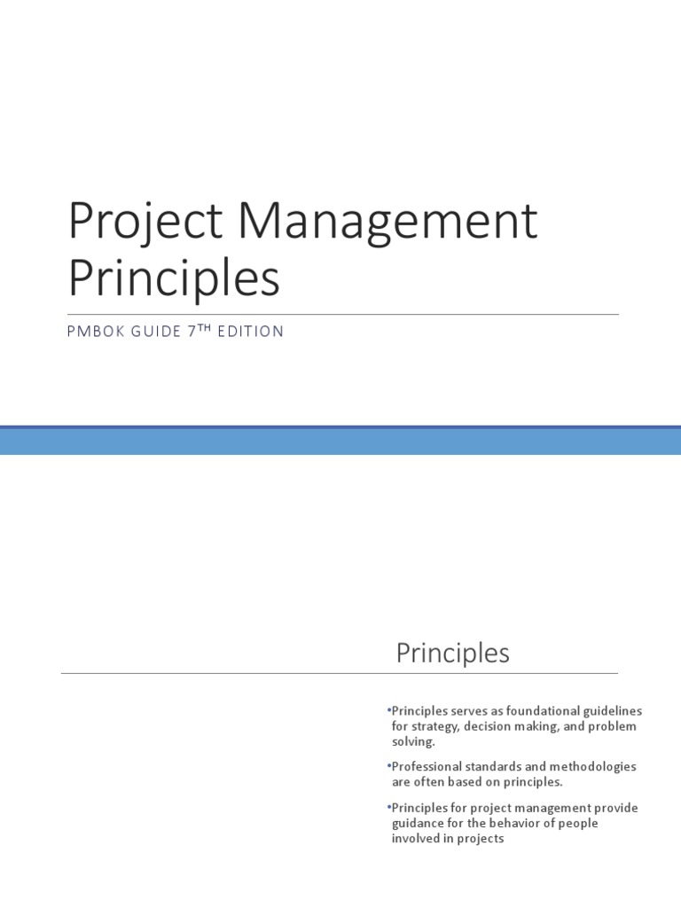 Project Management Principles: Pmbok Guide 7 Edition | PDF | Leadership ...