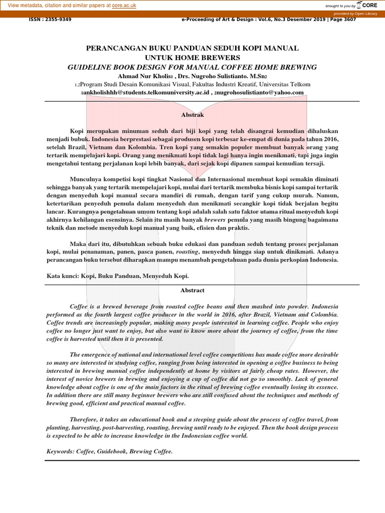 Guideline Book Design For Manual Coffee Home Brewing: Perancangan Buku Panduan Seduh Kopi Manual ...