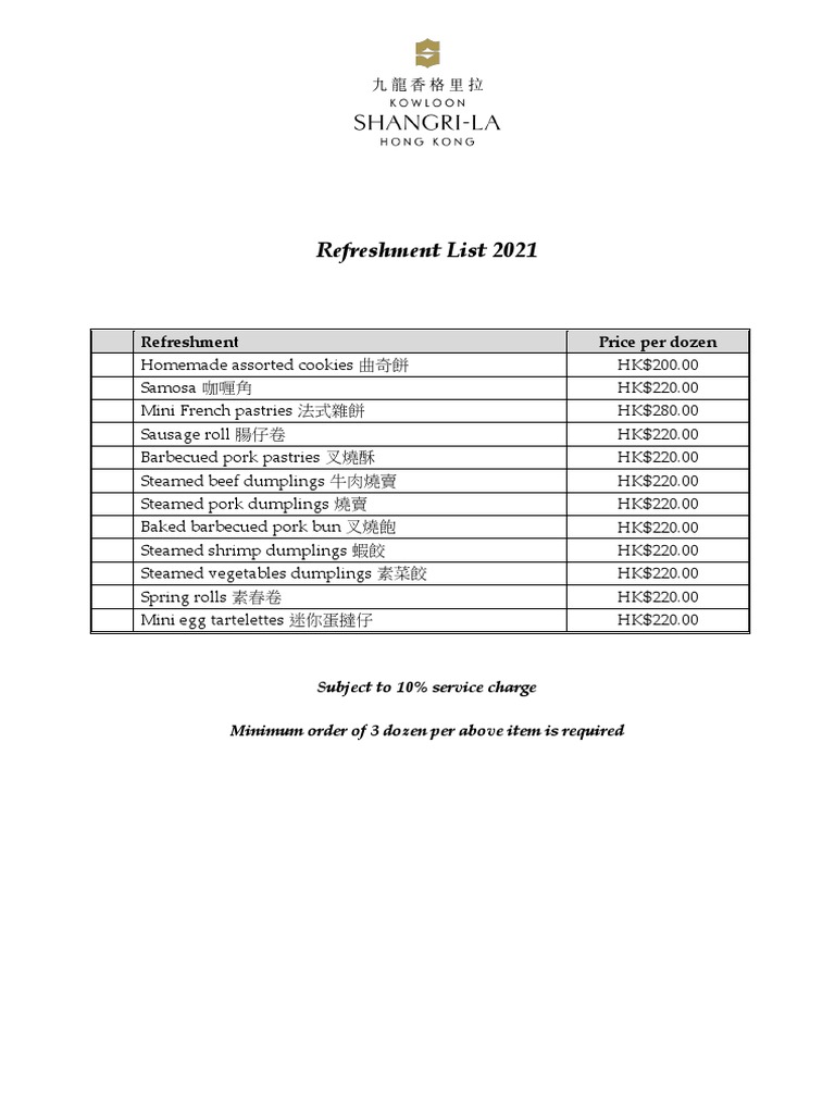 Refreshment List 2021: Refreshment Price Per Dozen | PDF