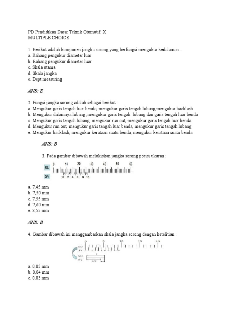 Soal Pilihan Ganda Teknik Otomotif | PDF | Metode & Bahan Ajar