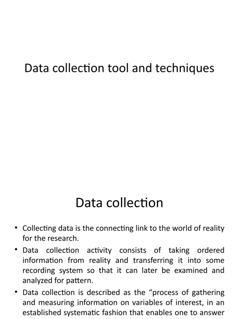 Chapter 3 Data Collection Tool and Techniques | PDF | Questionnaire | Data