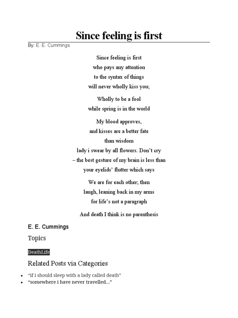 Since Feeling Is First: Related Posts Via Categories | PDF