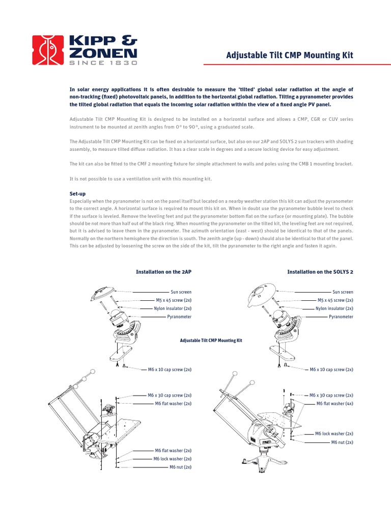 Adjustable Tilt CMP Mounting Kit | Download Free PDF | Renewable Energy ...