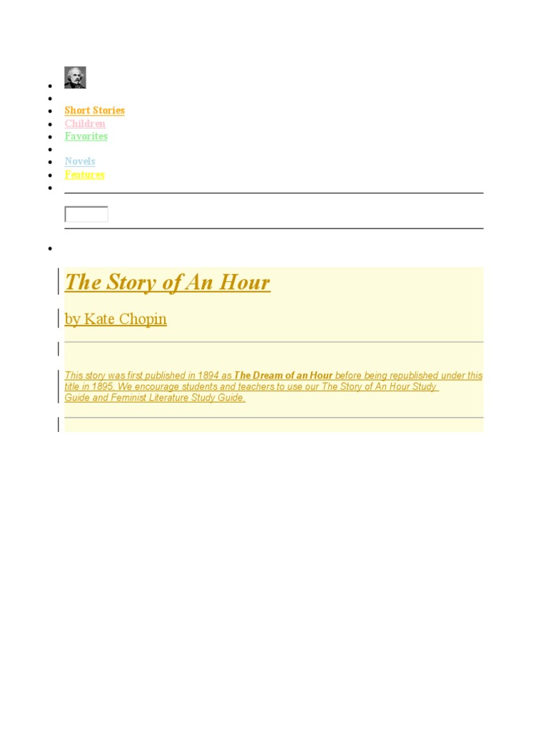 The Story of An Hour: by Kate Chopin | PDF