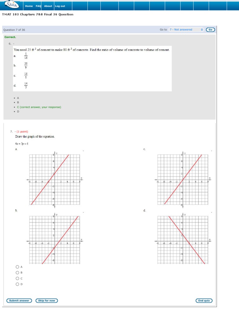 Quia - TMAT 103 Chapters 7&8 Final 36 Question | PDF