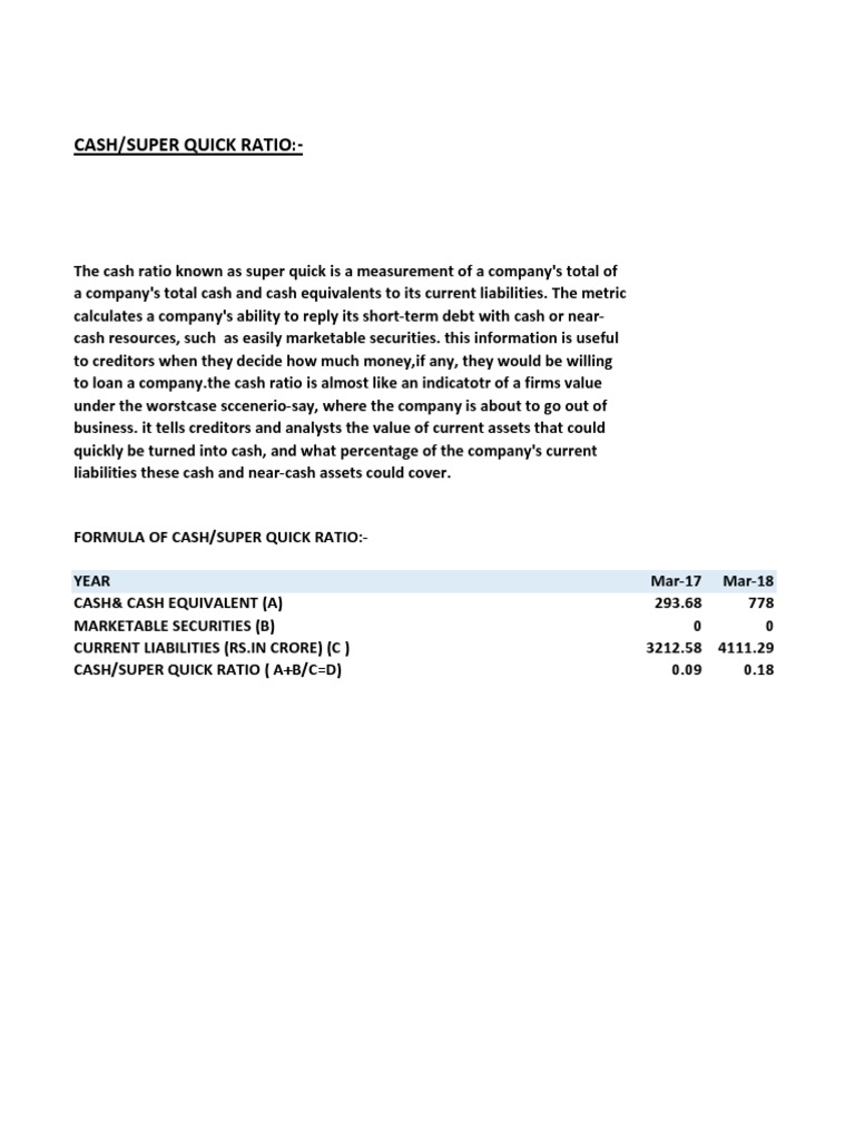 Cash Ratio | PDF