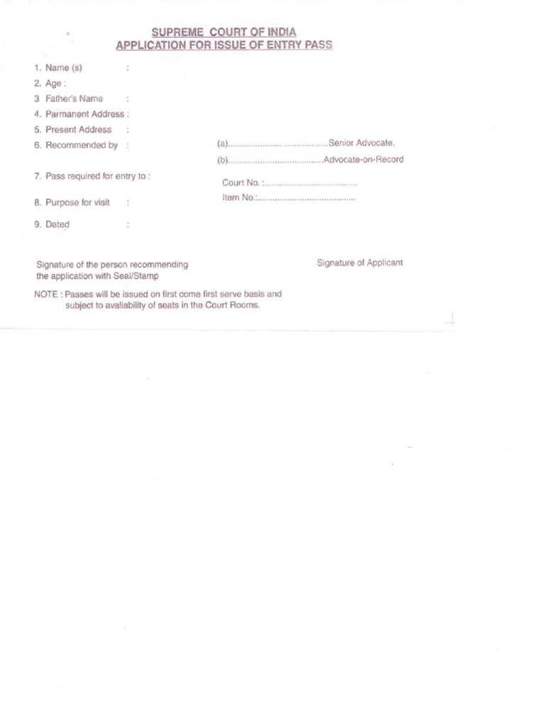 Entry Pass Format | PDF