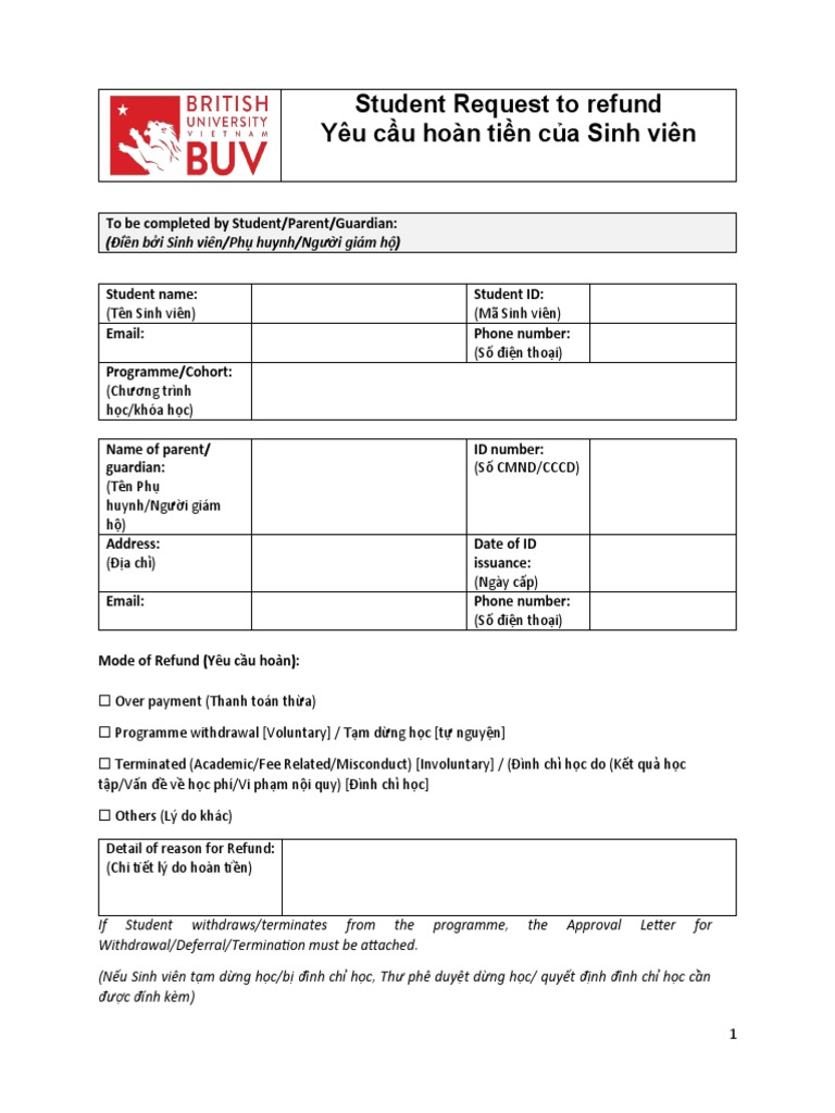 Student Refund Request Form | PDF
